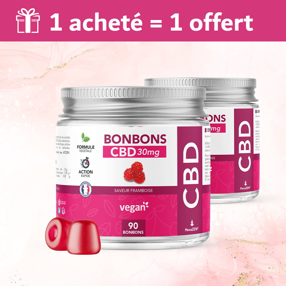 Boite Gummies CBD 30mg X 90 Framboise HexaZEN I Hexa3