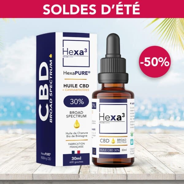 Huile CBD 30% 30ml 9000mg Compte-gouttes Hexa3